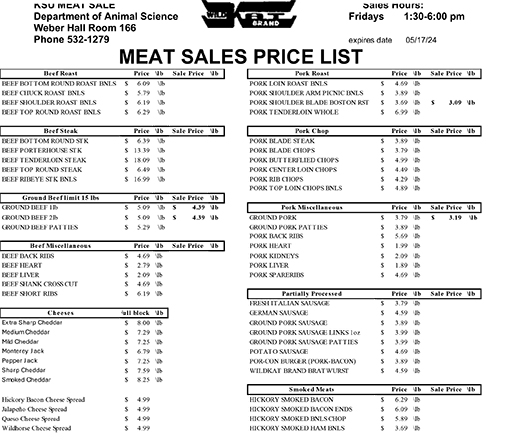 KSU Meat Lab Sales