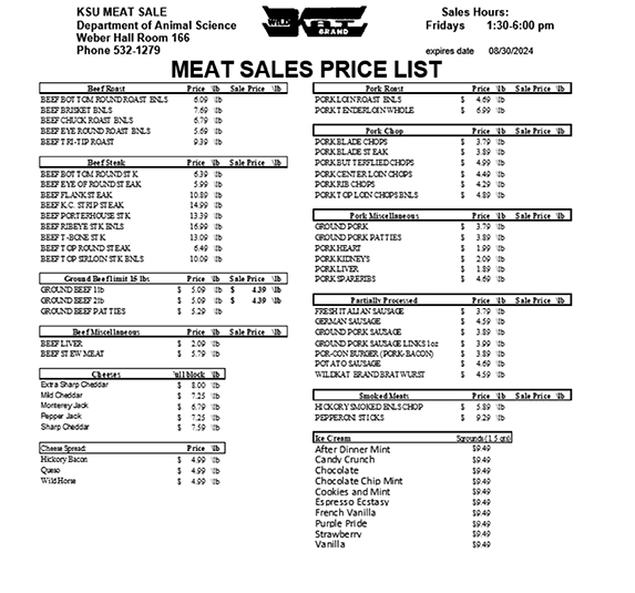 KSU Meat Lab Sales